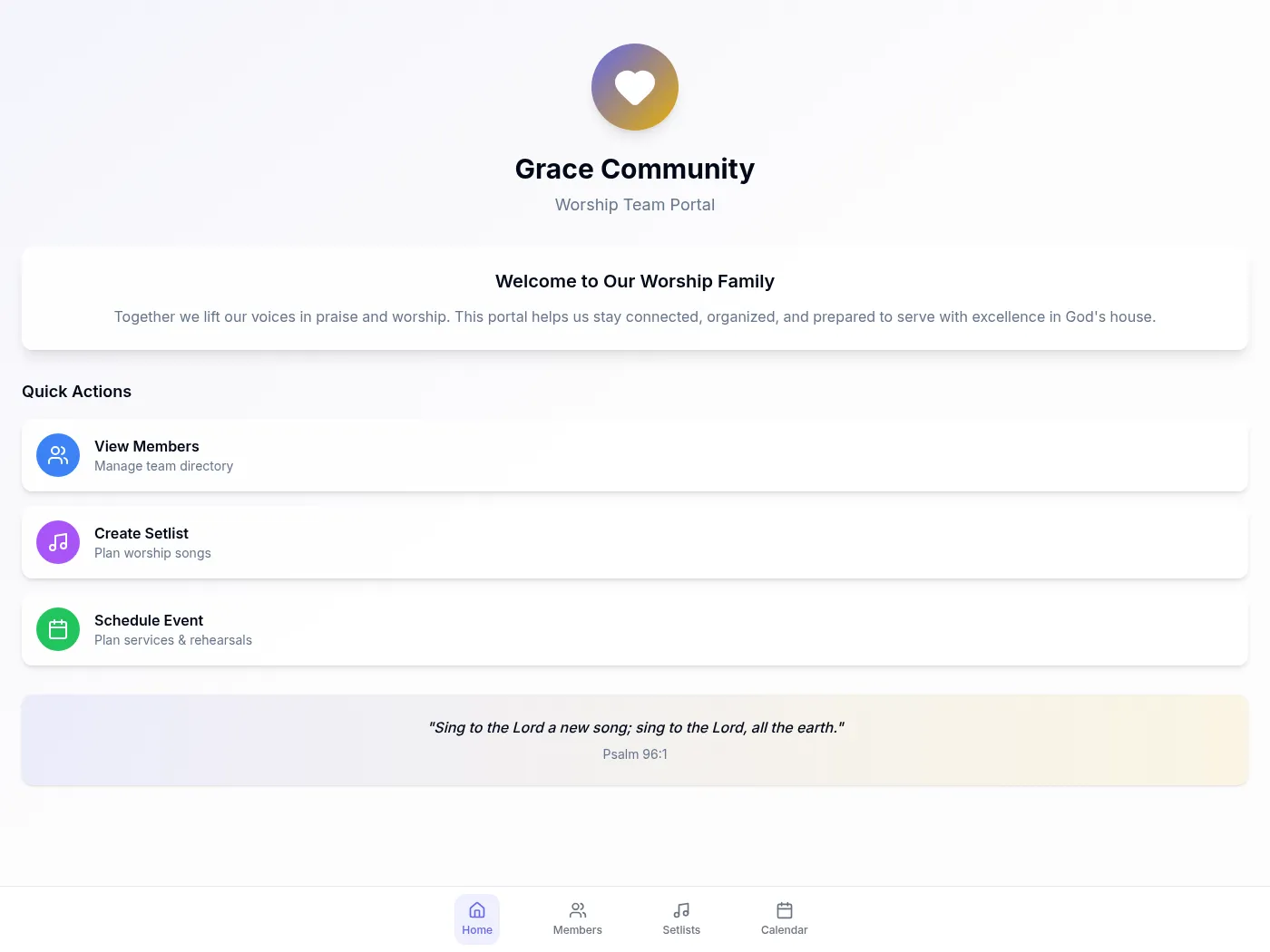 Worship Team Portal & Setlist Manager