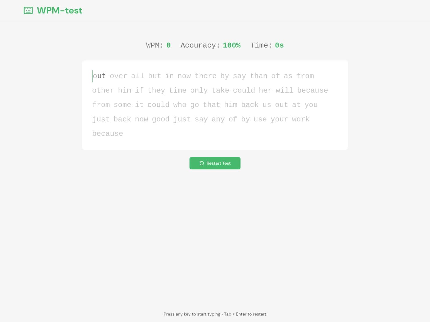 WPM-test: Real-Time Typing Speed & Accuracy Challenge