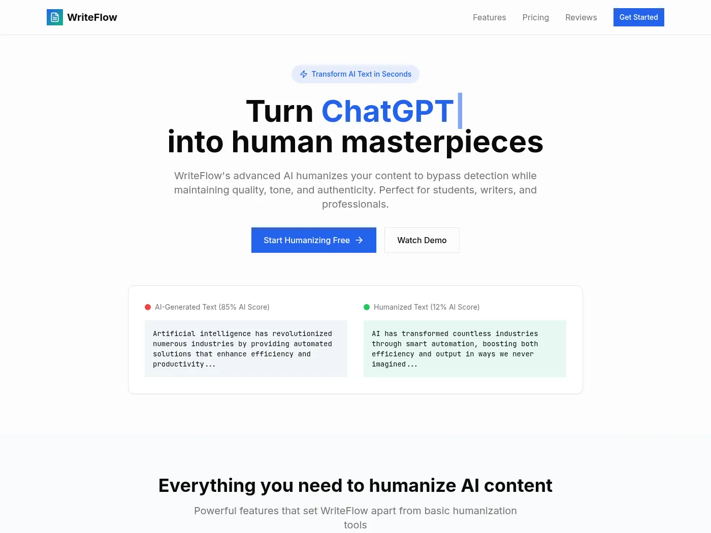WriteFlow – Humanize AI Text and Outperform AI Detectors with Team Collaboration, Analytics & Integrations