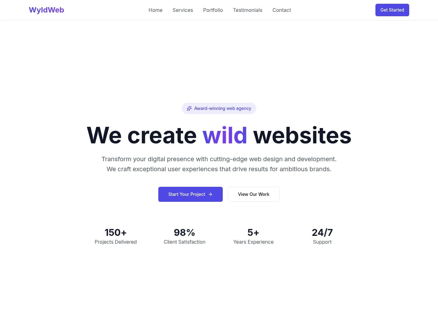 WyldWeb Web Agency Portfolio Site