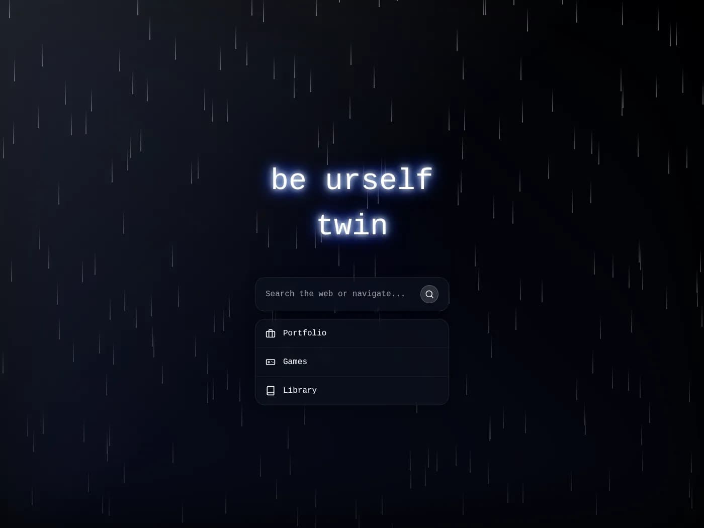 WYZ.LOL Portfolio Replica with Animated Rain Background