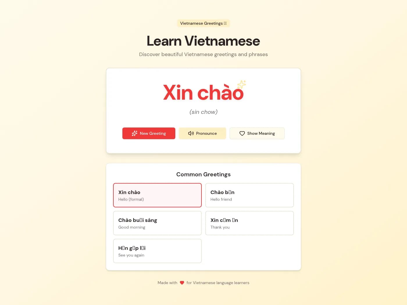 Xin Chào Greeting App