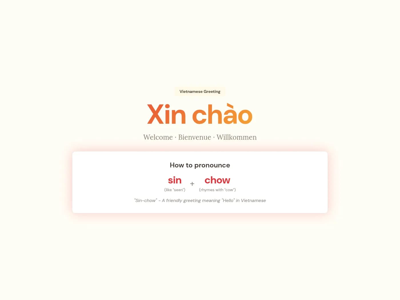 Xin Chào Greeting Web App