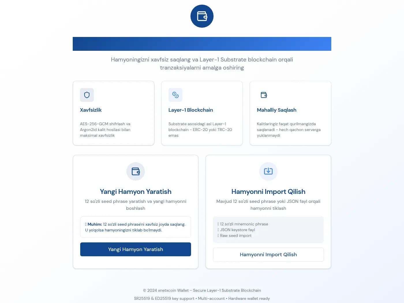 xnetxcoin Layer-1 Cross-Platform Substrate Wallet