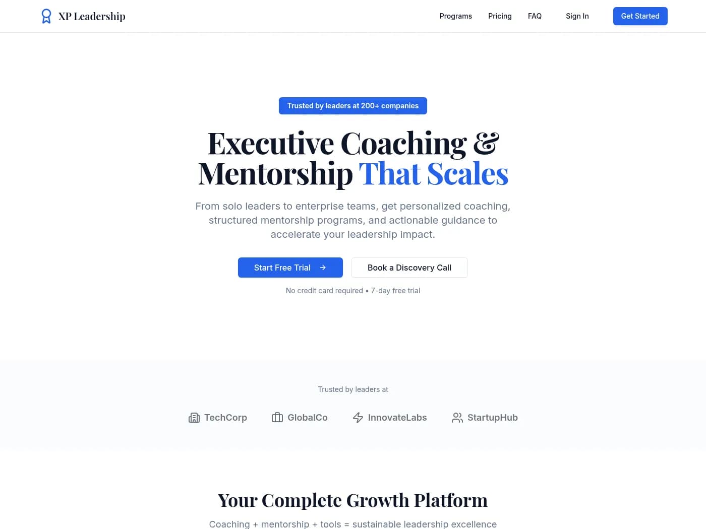 XP Leadership Coach & Mentor Platform