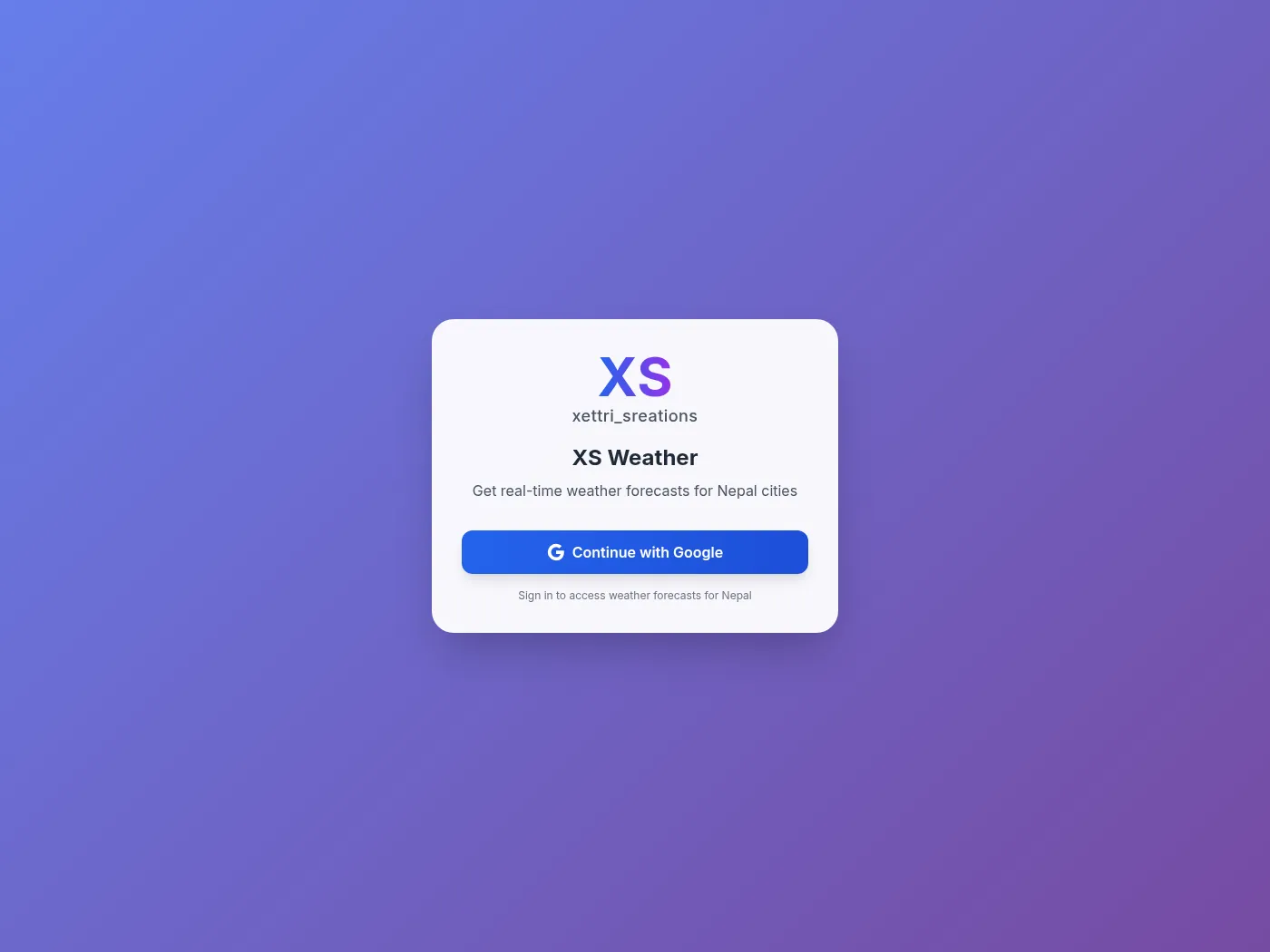 XS Weather – Modern Nepal Weather App with Gmail Login & Animated Branding