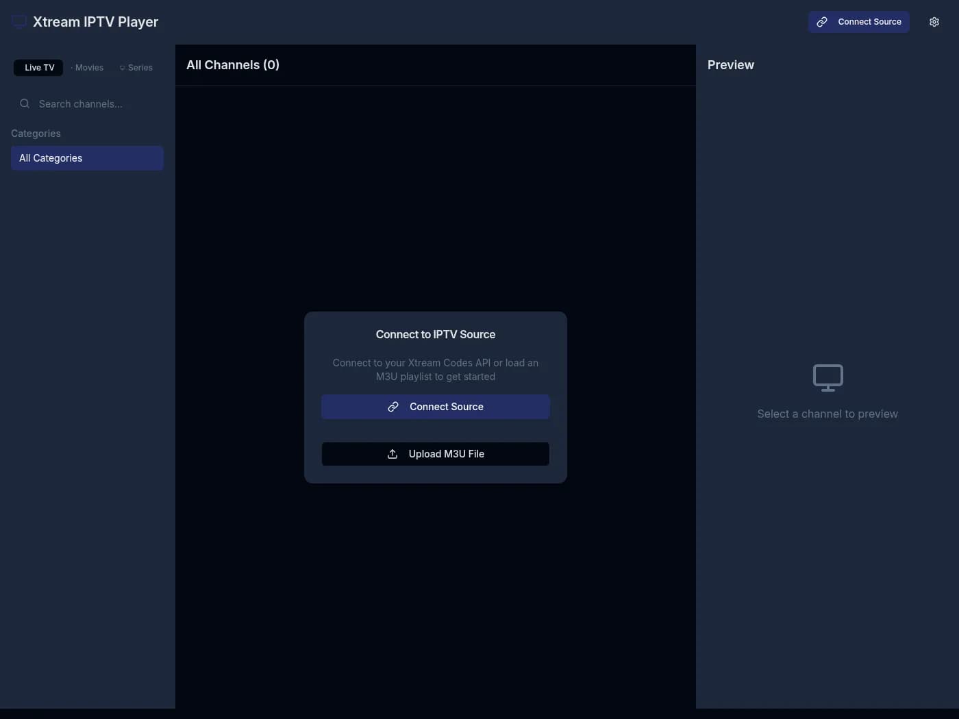 Xtream IPTV Player Web App