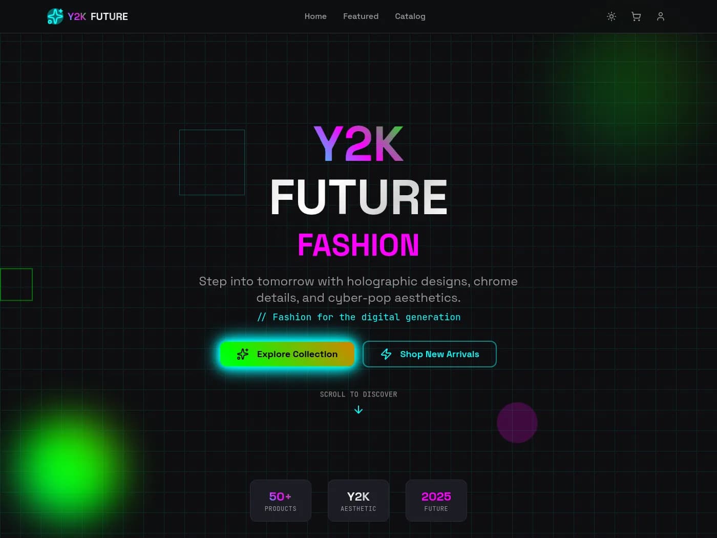 Y2K Future Fashion E-Commerce Experience