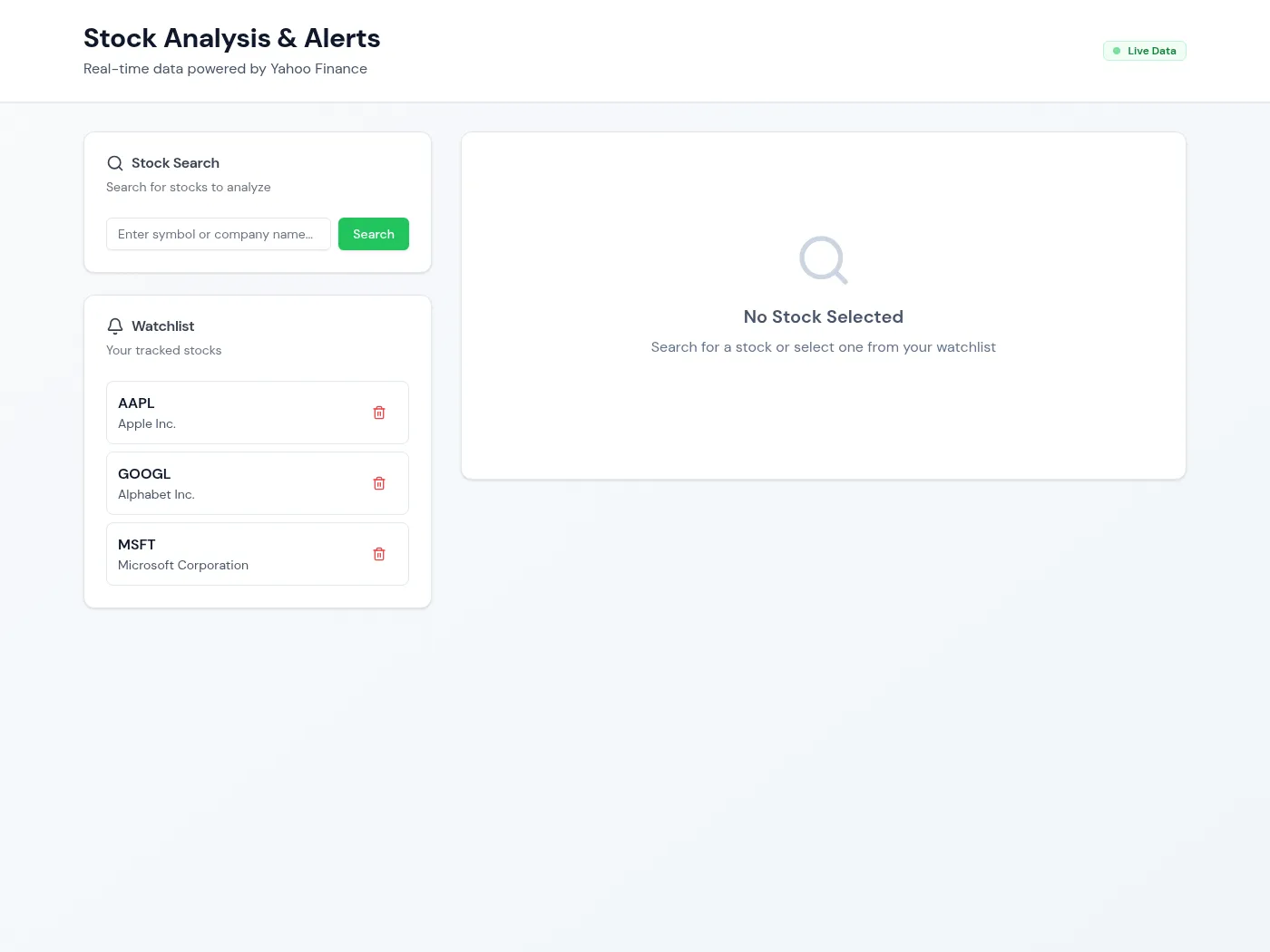 Yahoo Finance Integrated Stock Analysis Alerts
