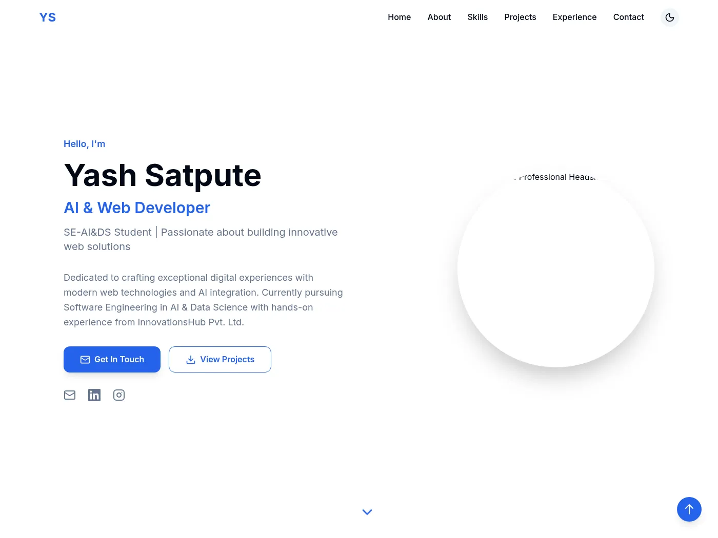 Yash Satpute - Modern AI & Web Developer Portfolio Website