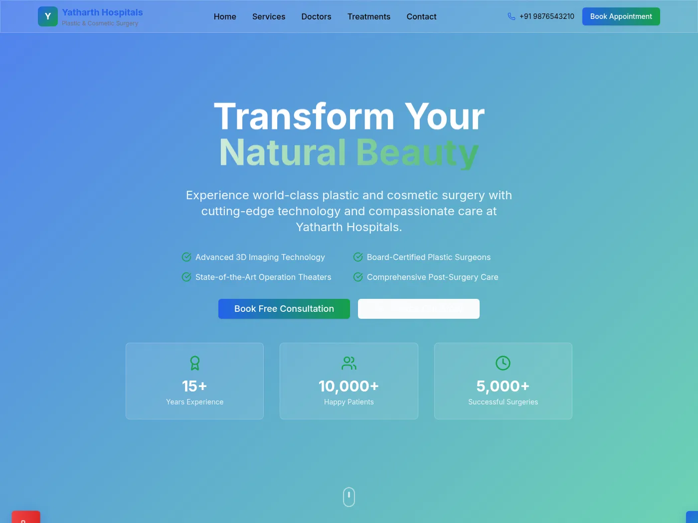 Yatharth Hospitals Plastic & Cosmetic Surgery Web Clone with Enhanced Patient Experience