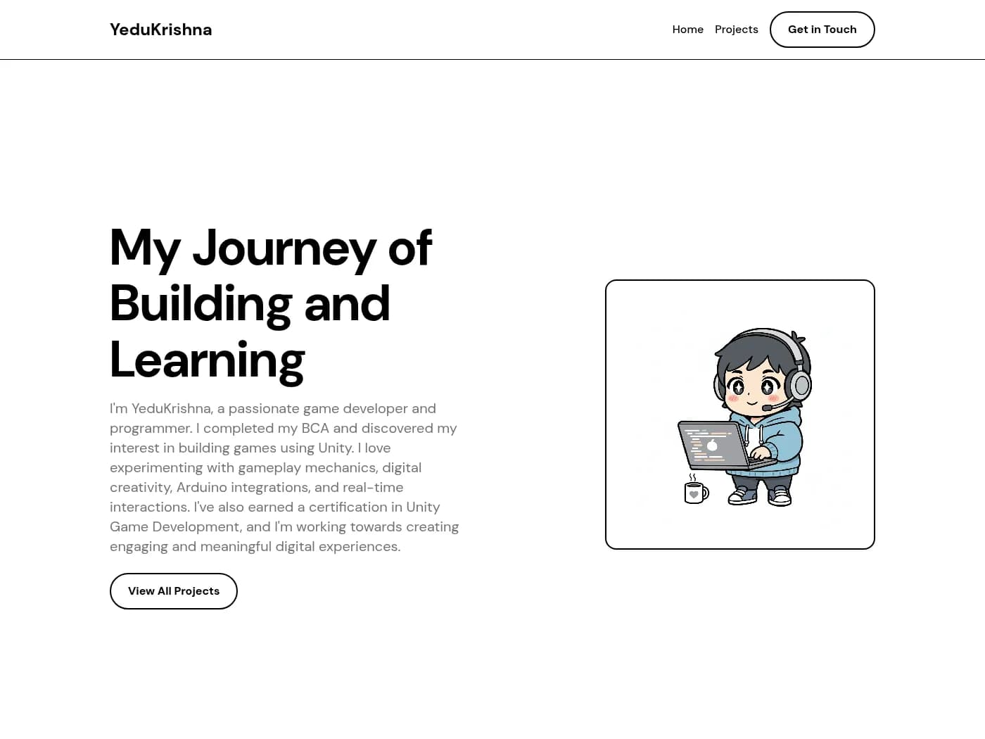 YeduKrishna Minimal Scrolling Portfolio Website