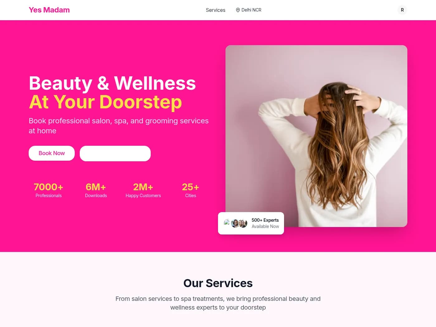 Yes Madam Clone - On-Demand Beauty & Wellness Services Platform