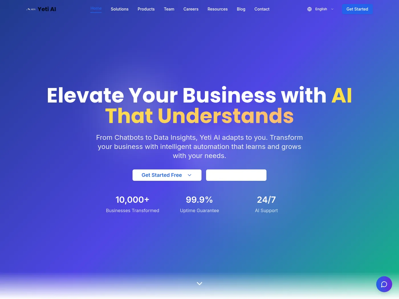 Yeti AI Corporate Website – Interactive UI/UX Blueprint
