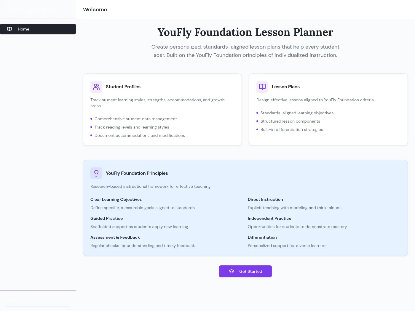YouFly Foundation Lesson Planning App