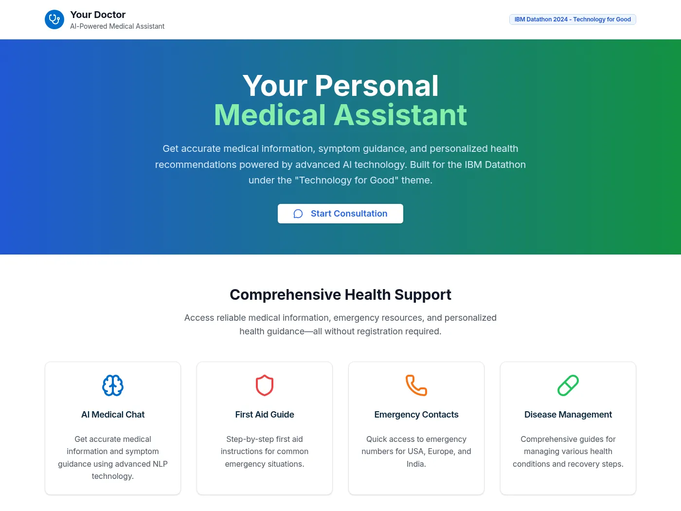 Your Doctor - AI-Powered Medical Chatbot Website for Global Health Assistance