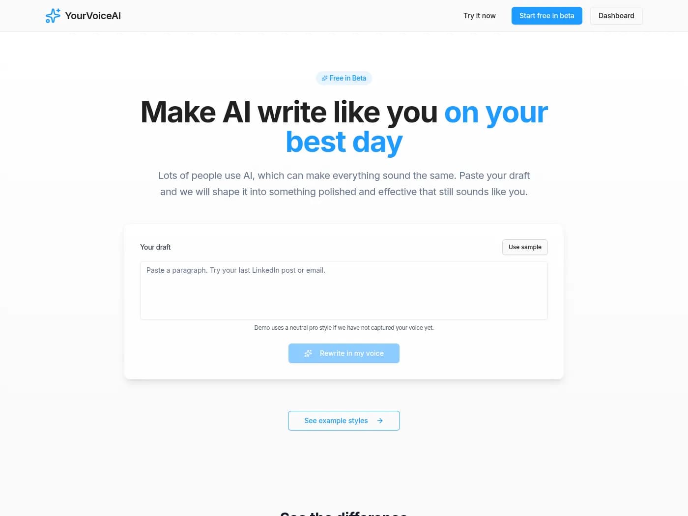 YourVoiceAI: Personalized AI Writing Platform