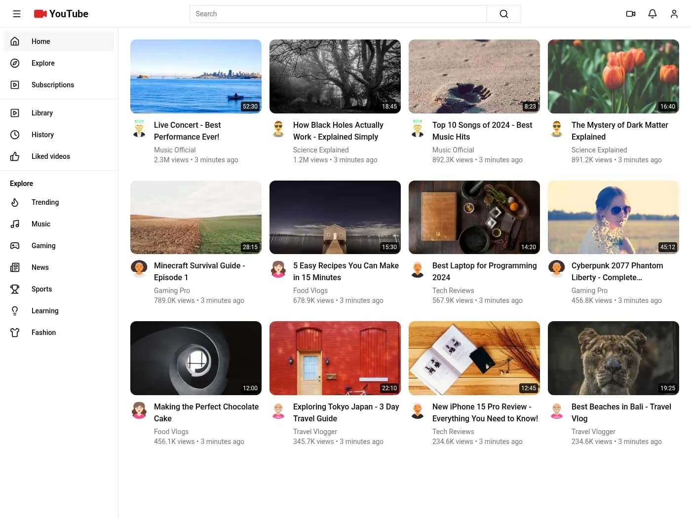 YouTube Web Clone