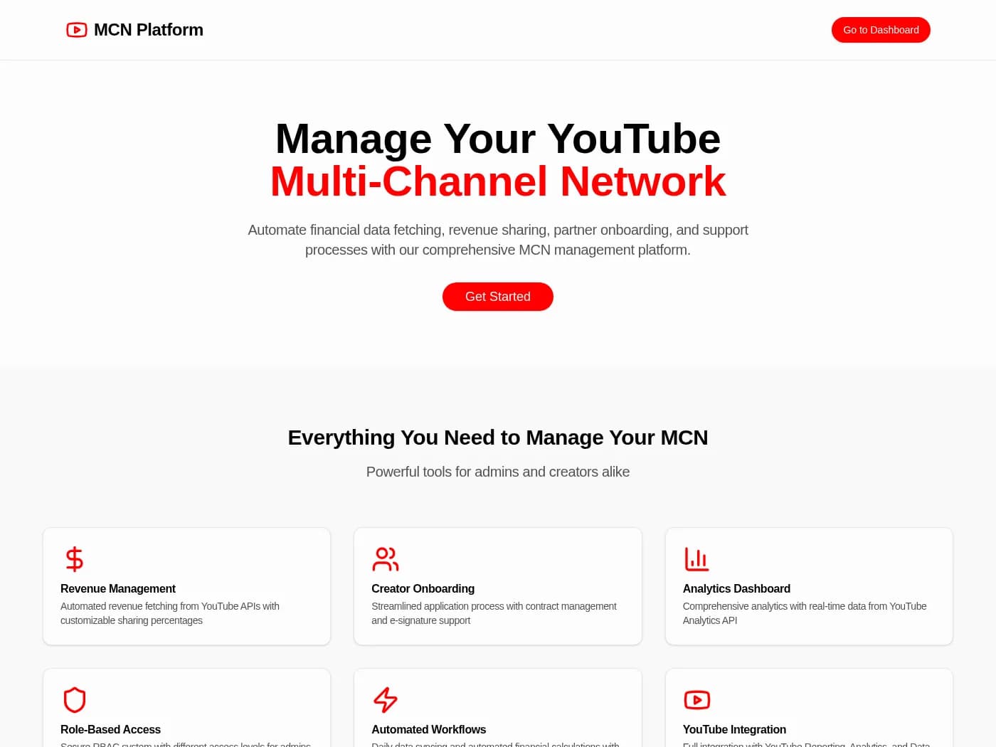 YouTube MCN Management & Automation Platform