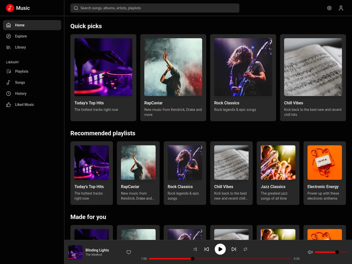 YouTube Music Clone
