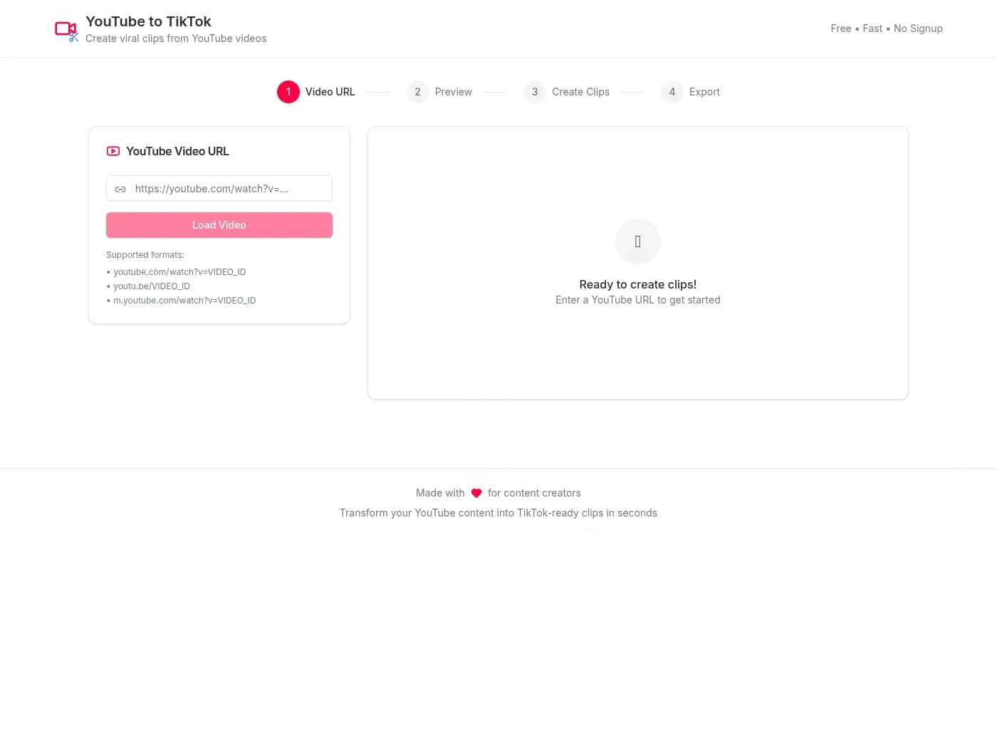 YouTube to TikTok Video Clip Creator