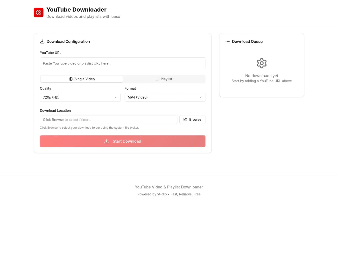 YouTube Video & Playlist Downloader Website