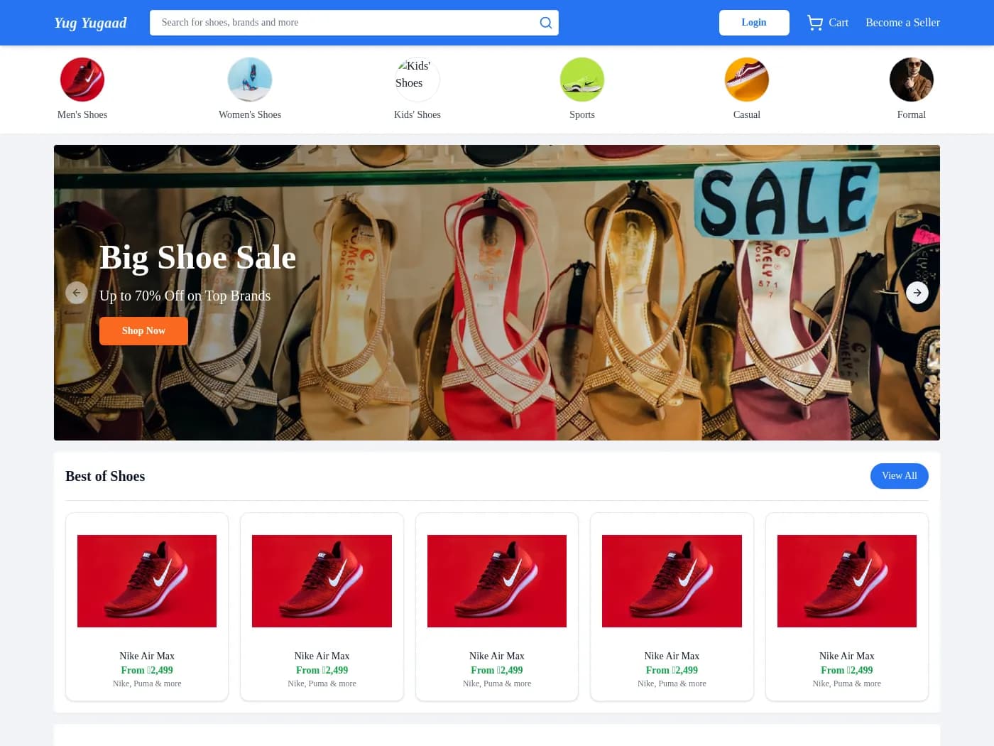 Yug Yugaad – Flipkart/Amazon-Style Shoes E-commerce Platform