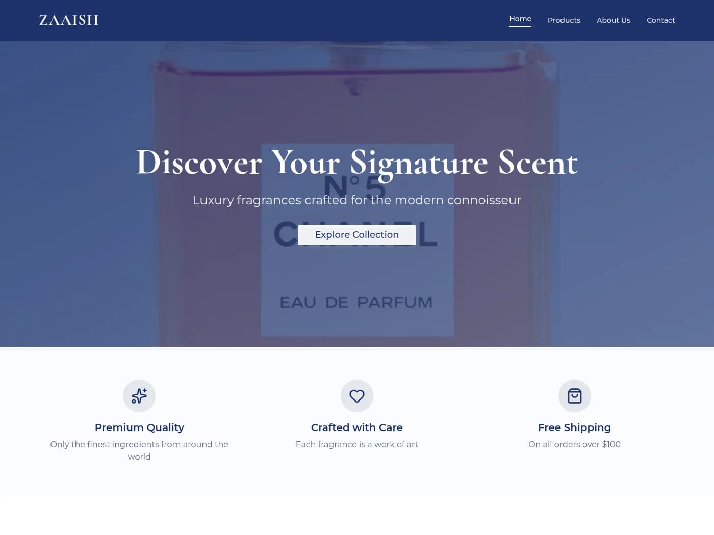 Zaaish Perfume Brand Website