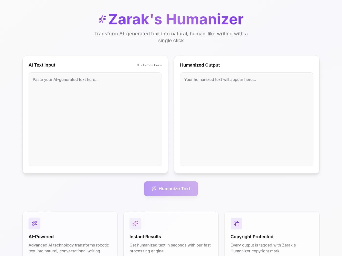 Zarak's Humanizer – AI Text Humanization Tool