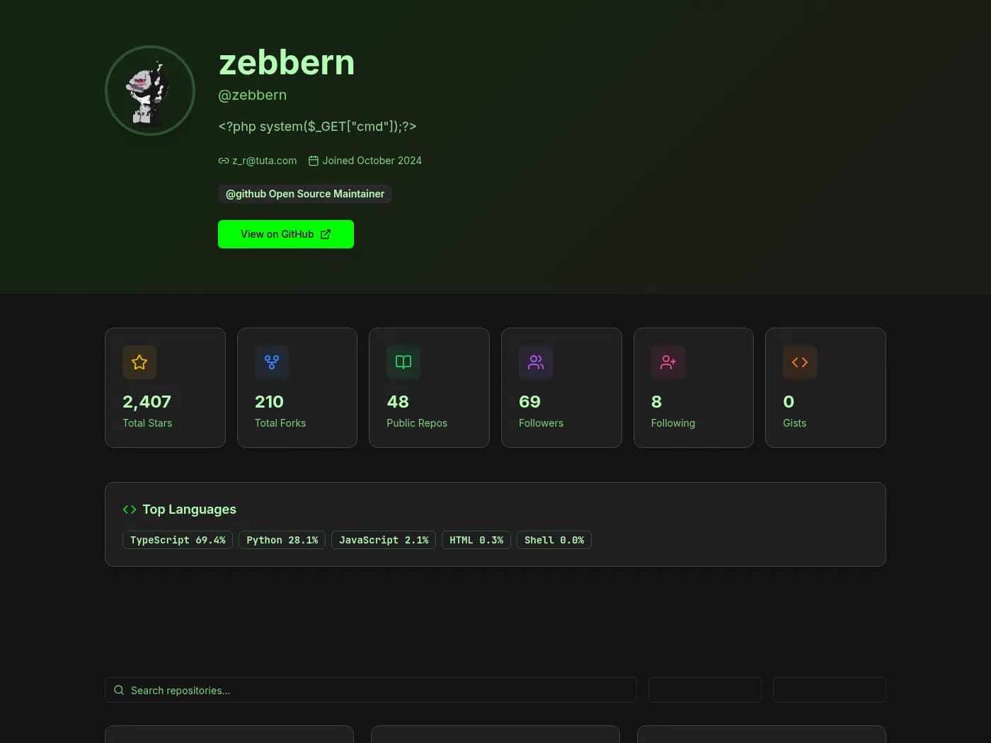 Zebbern's Dynamic GitHub Portfolio