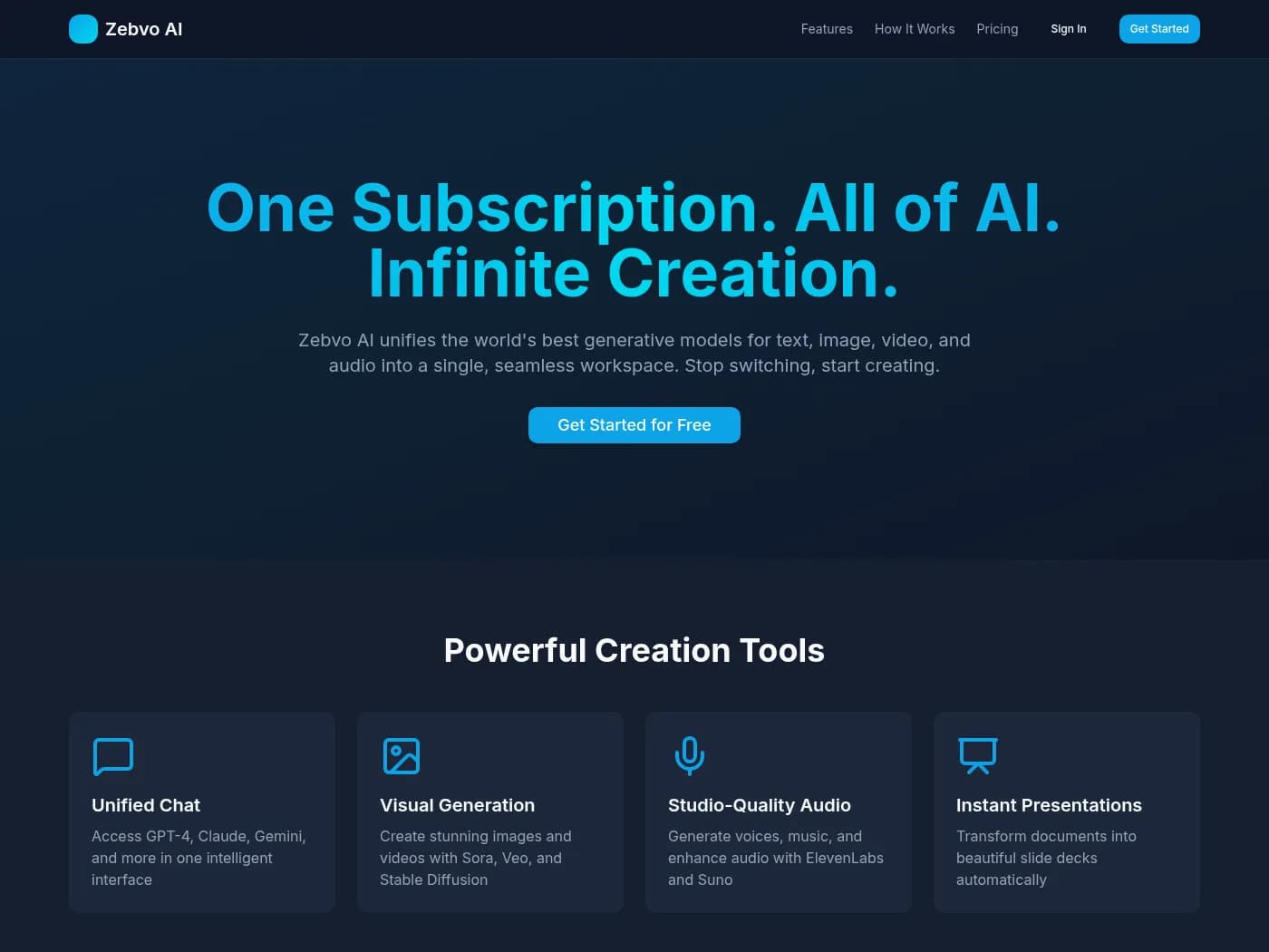 Zebvo AI: Unified Generative AI Web Platform