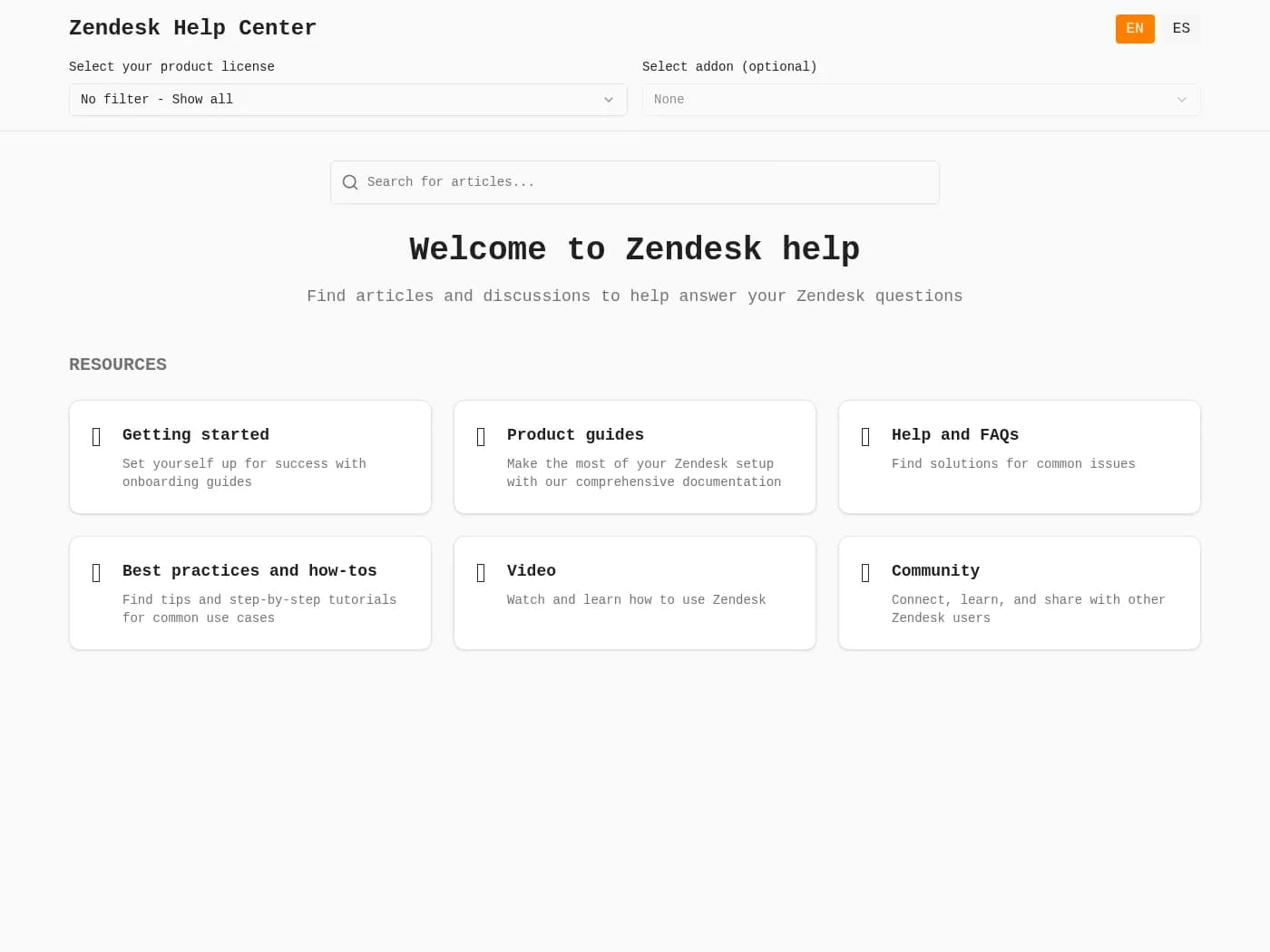 Zendesk Help Center License-Based Article Finder