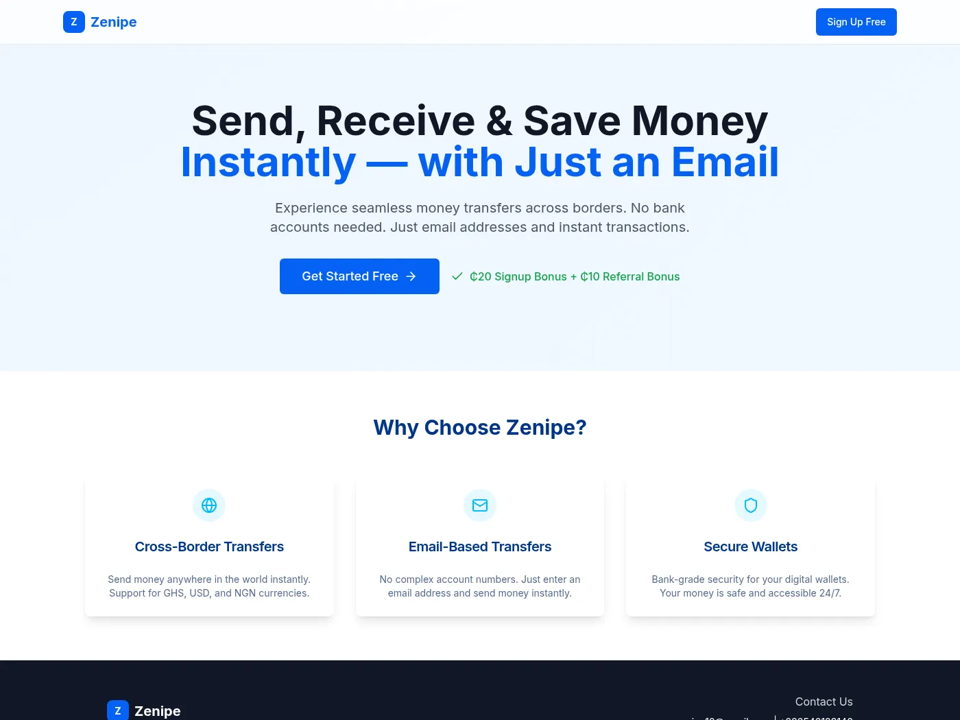 Zenipe Fintech MVP — Send, Receive & Save Money Instantly via Email
