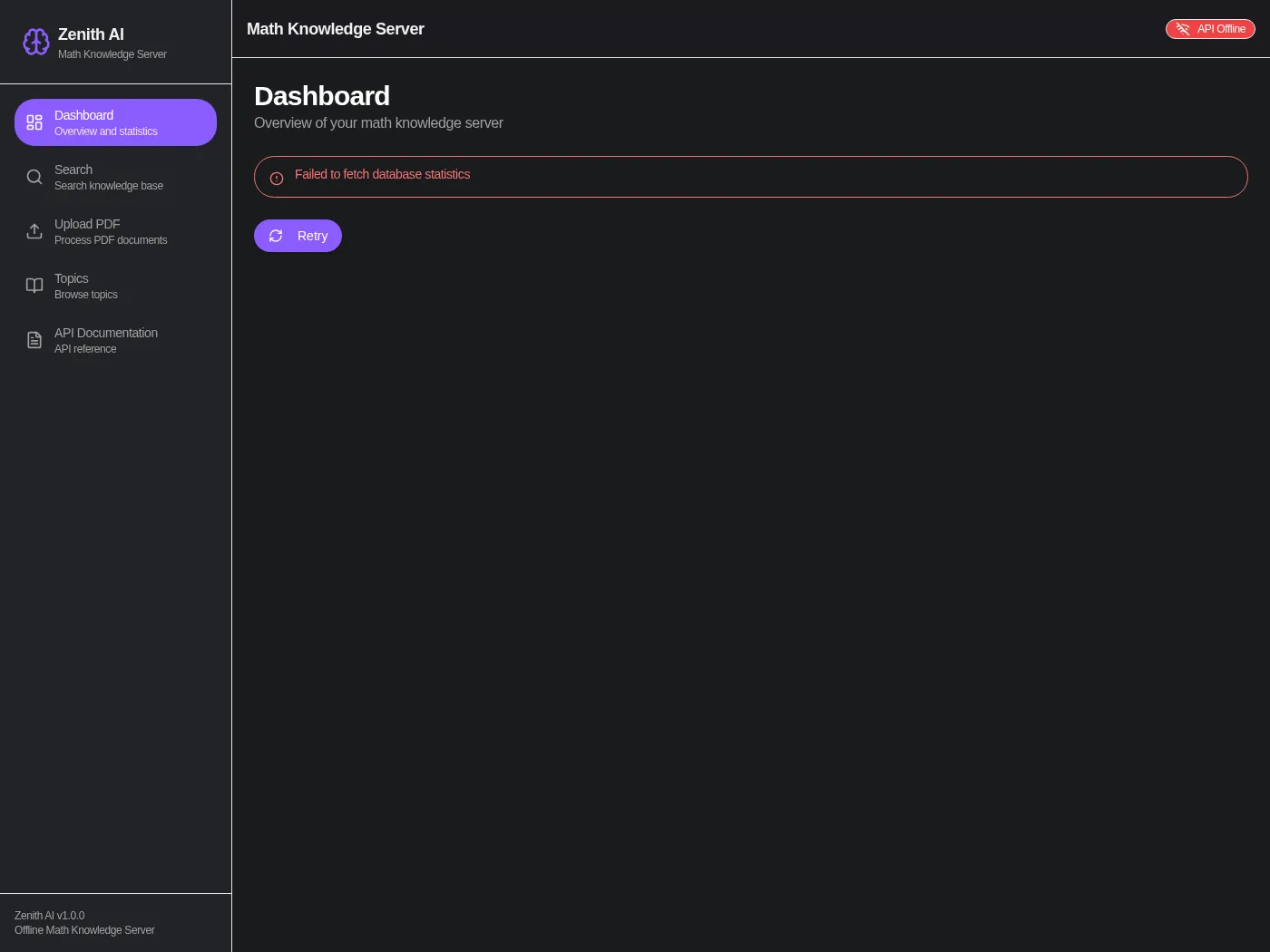 Zenith AI Math Knowledge Server