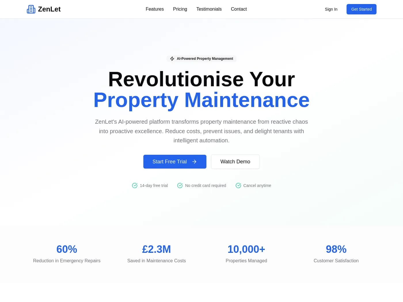 ZenLet - AI Property Maintenance Manager
