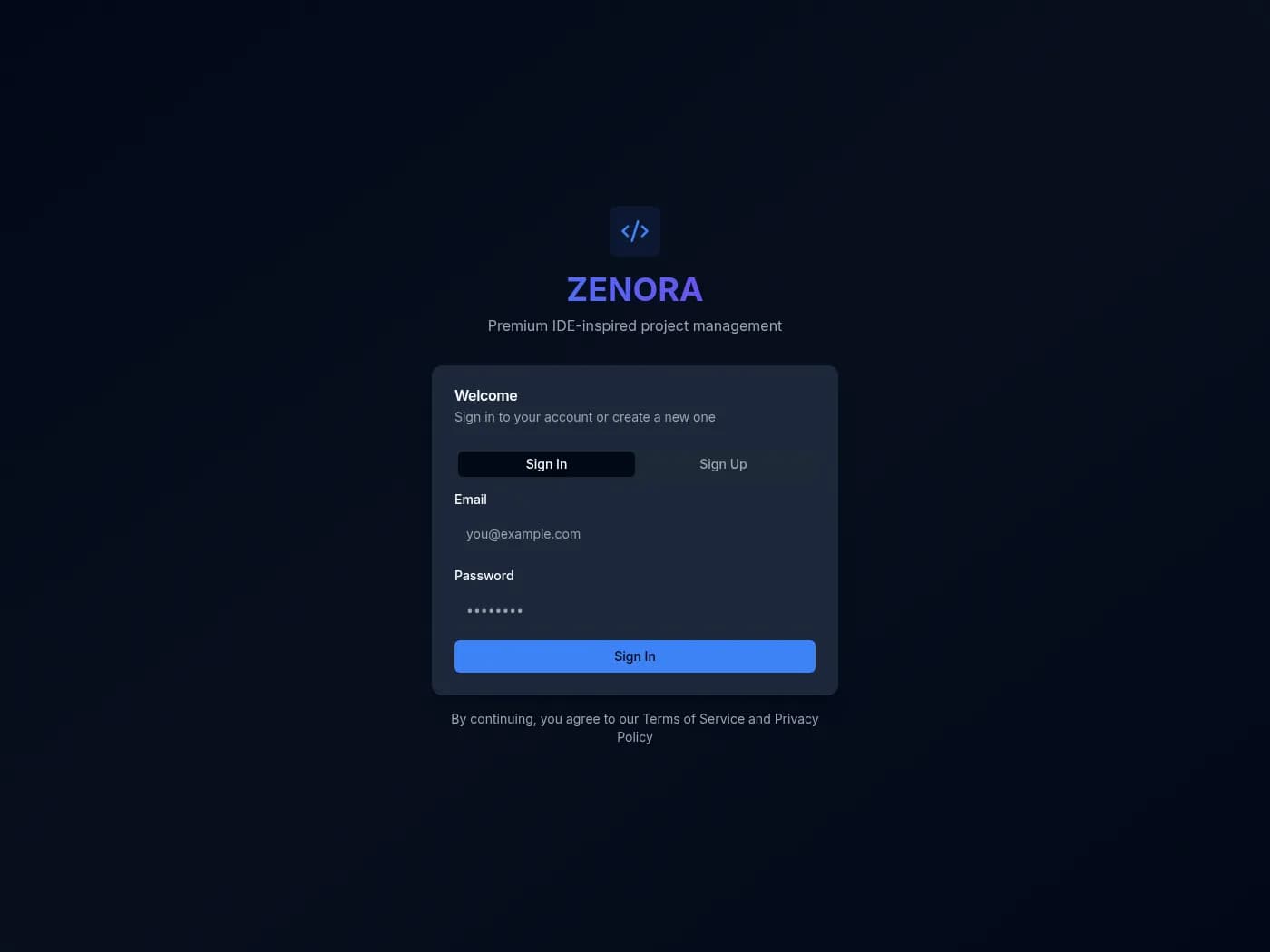ZENORA – IDE-Inspired Premium Developer Project Management Platform