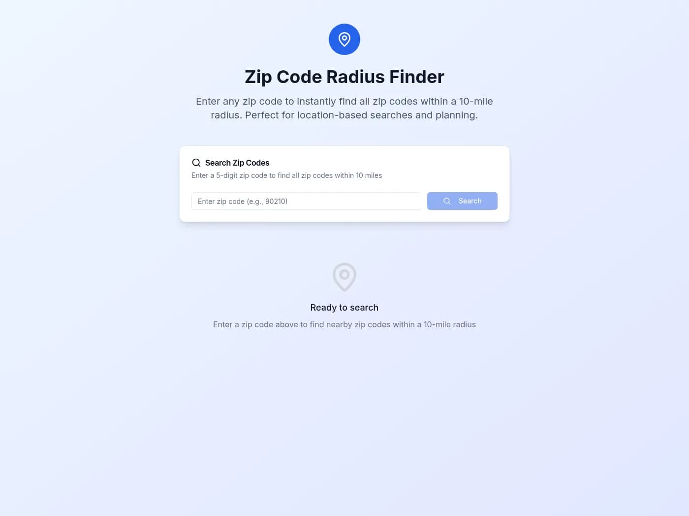 Zip Code Radius Finder