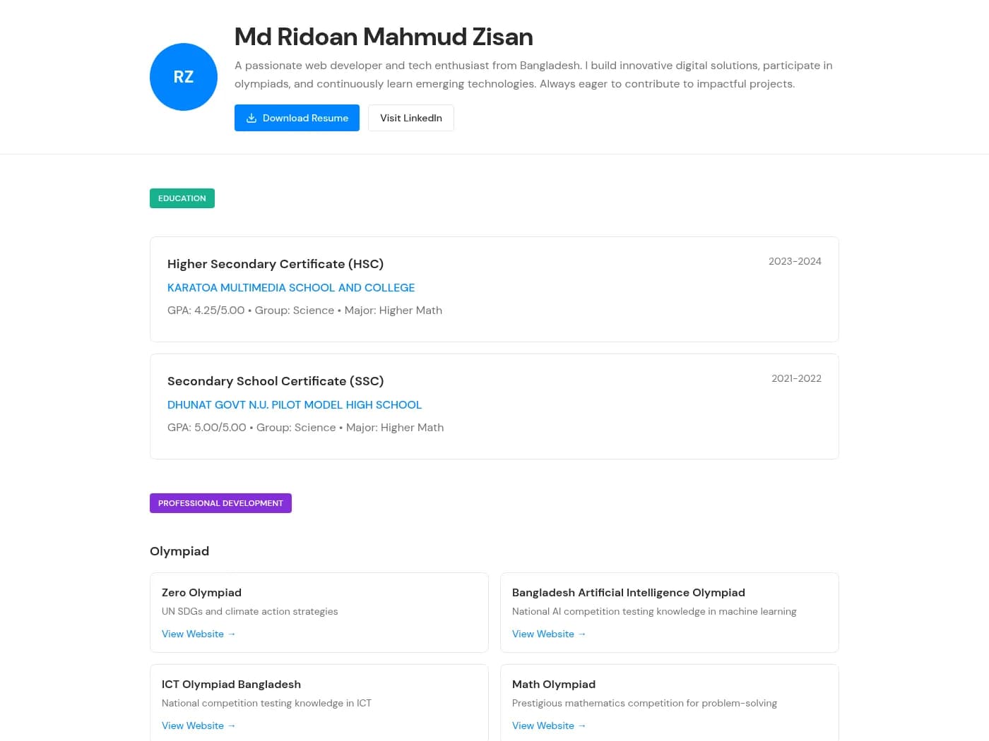 Zisan Portfolio Clone