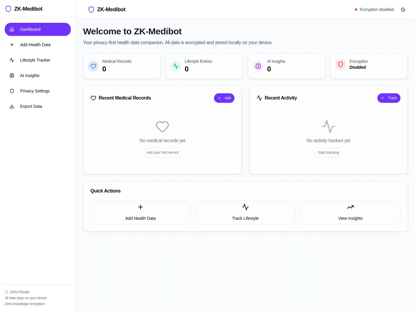 ZK-Medibot: Privacy-First Health Data & Lifestyle Manager