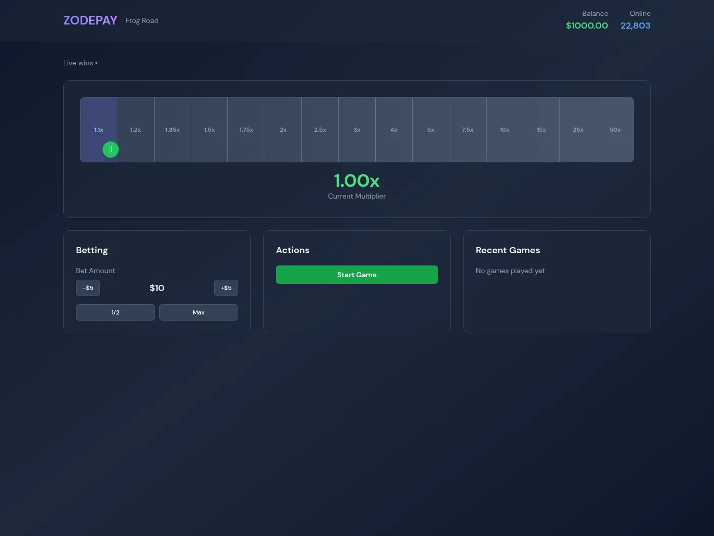 Zodepay: Frog Hopping Animation Demo
