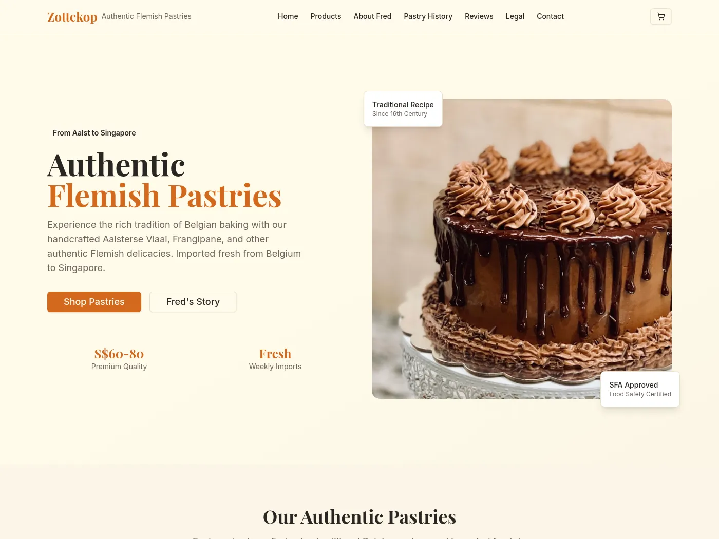 Zottekop: Flemish Pastry Webshop for Singapore