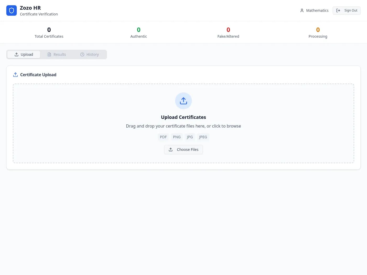 Zozo HR Real-Time Certificate Verification Platform