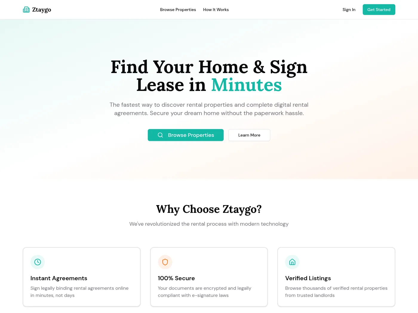 Ztaygo Property Finder & Instant Digital Rental Agreements