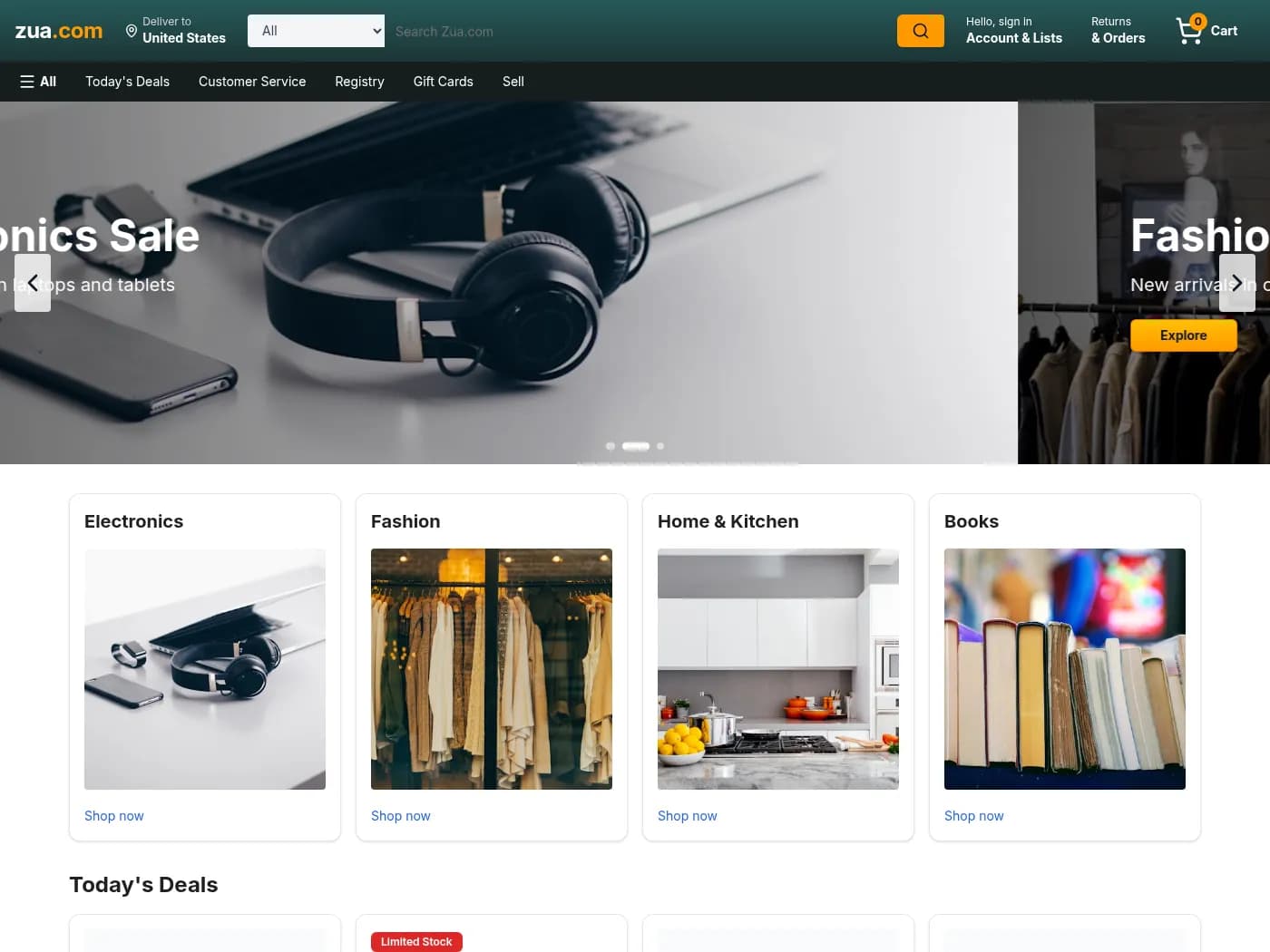 Zua.com – Modern E-commerce Web App