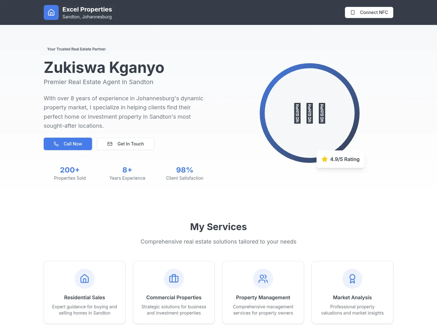 Zukiswa Kganyo Real Estate Agent Landing Page