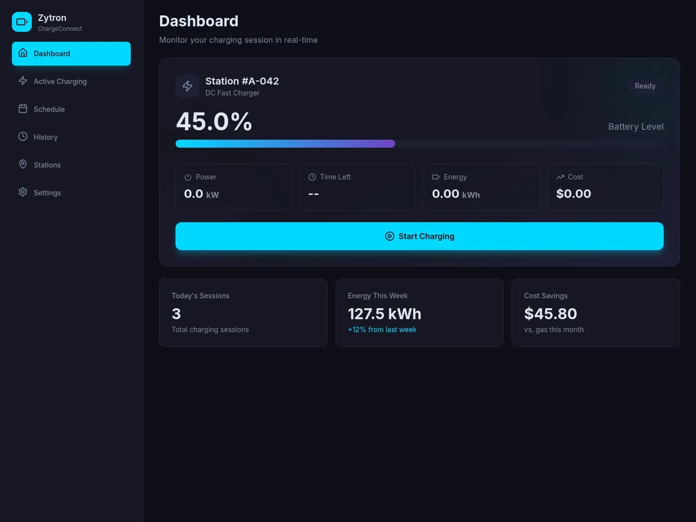 Zytron ChargeConnect – smart charging station app