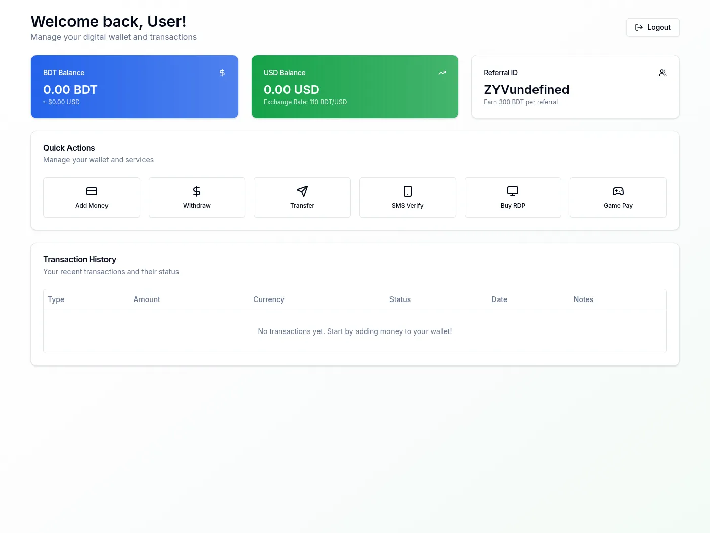 Zyvara Web Platform: Multi-Channel Wallet, Transaction, and Admin Profit System